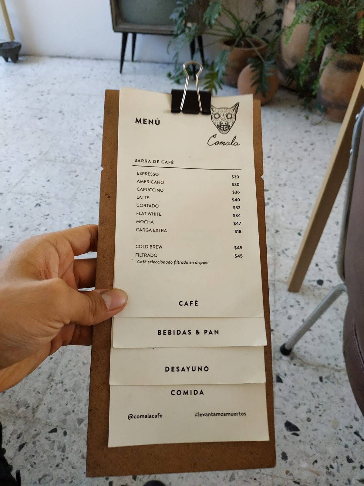 Menu at Barra de Café - Comala, Guadalajara, Manuel M. Dieguez 15
