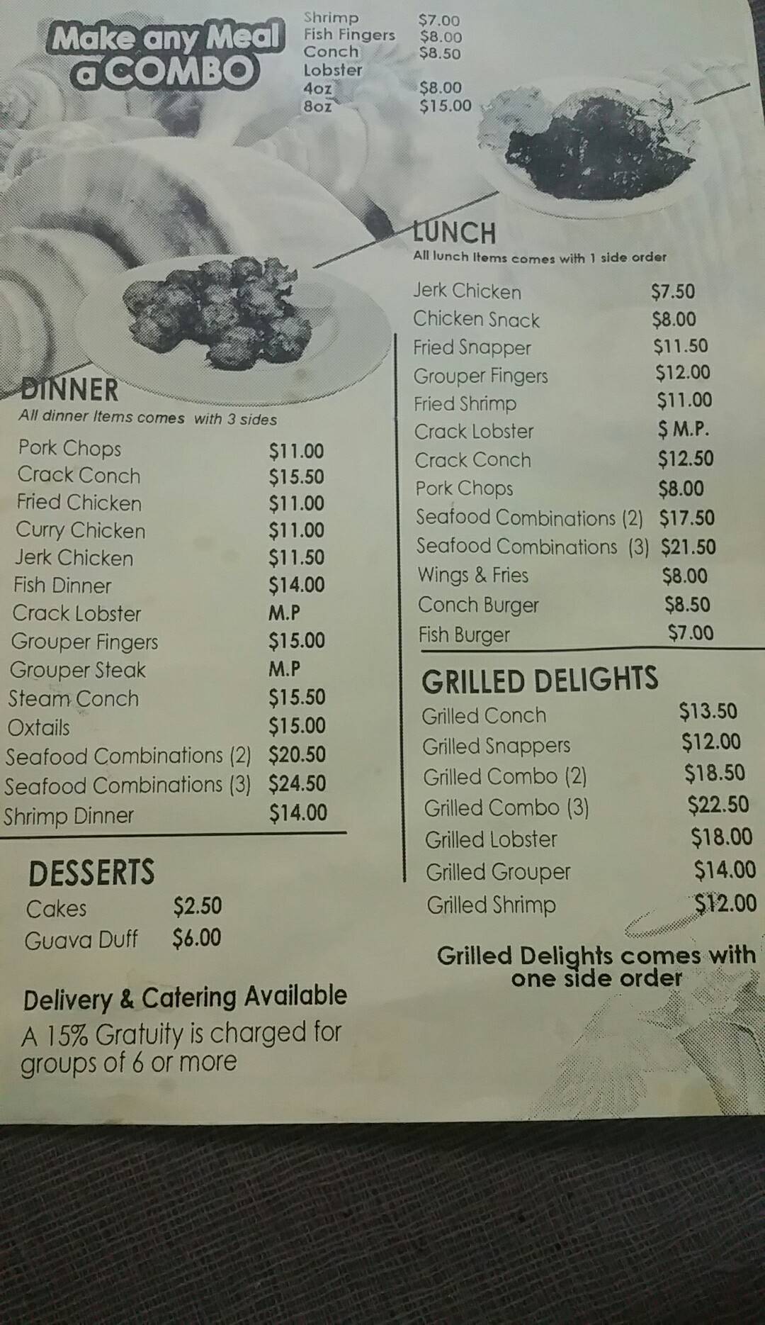 Menu at Conch Heaven restaurant, Miami, NW 27th Ave