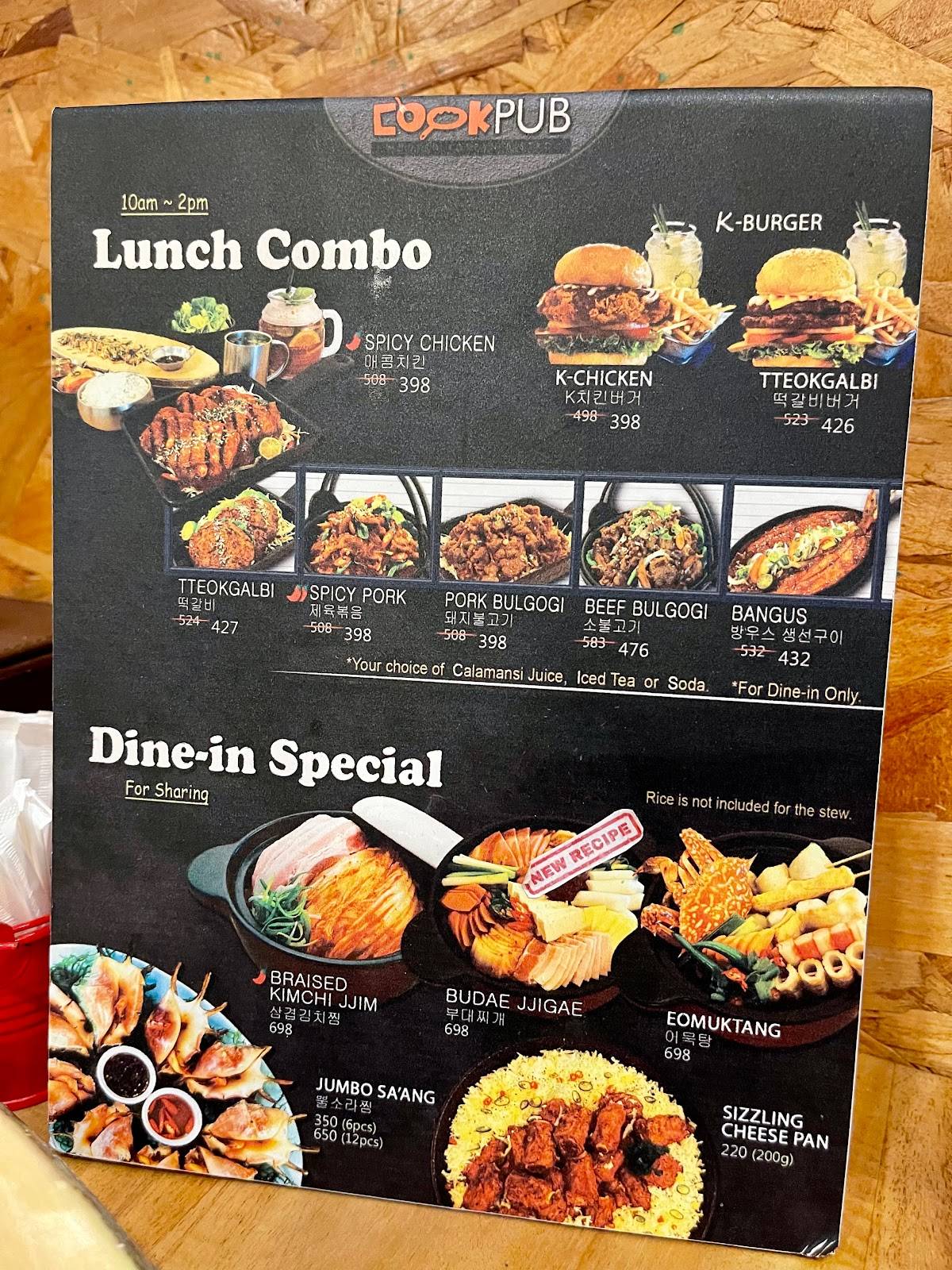 Menu at CookPub - Cebu Mactan, Lapu-Lapu City