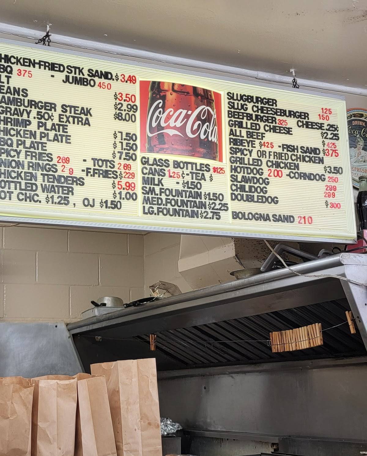 Menu at White Trolley Cafe, Corinth, US-72