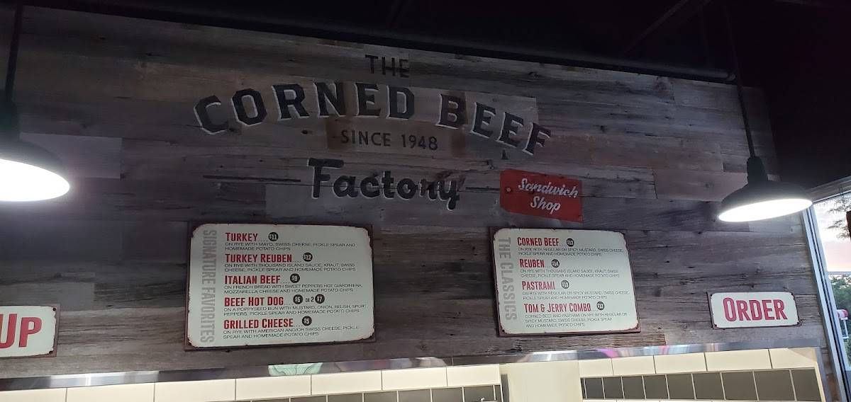 Menu at Corned Beef Factory, West Chicago