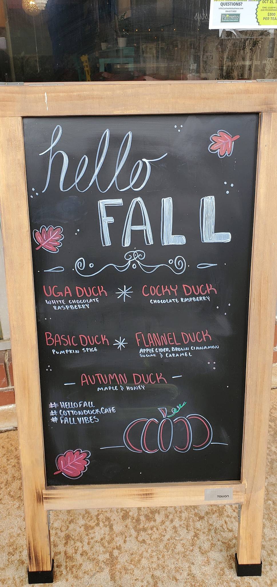 Menu at Cotton Duck Cafe, Pelzer