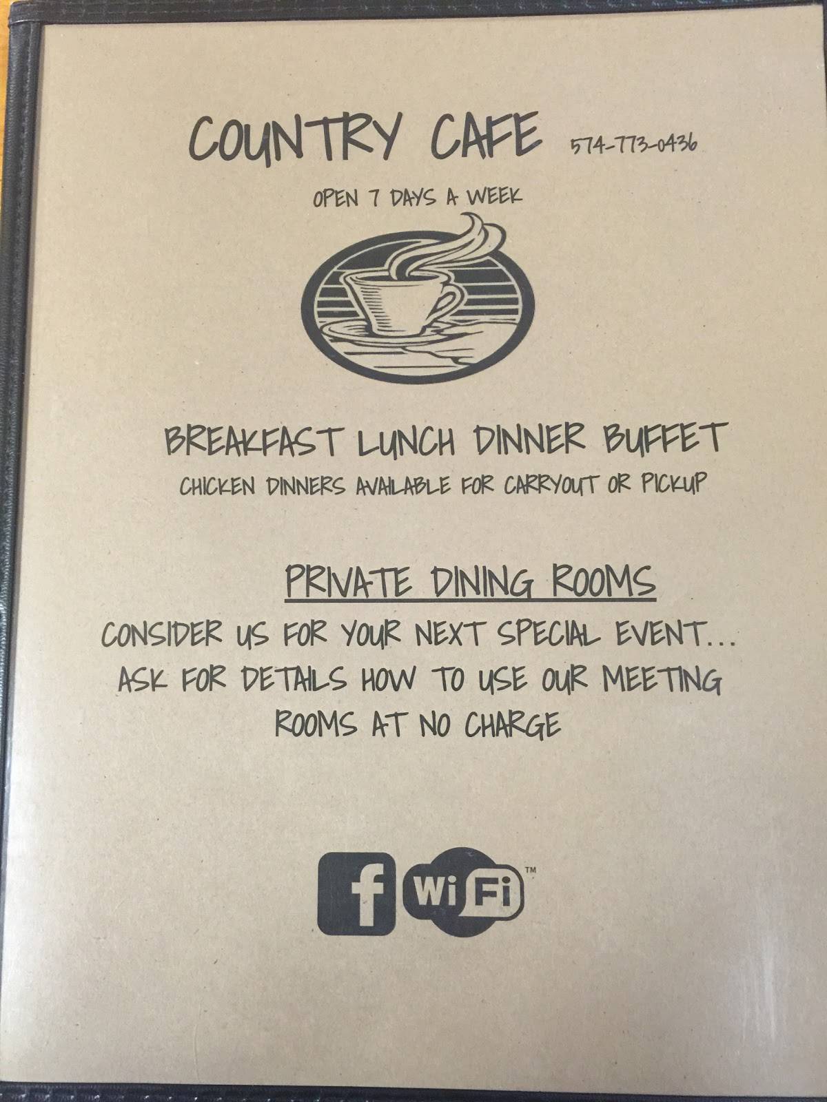 Menu at Country Café restaurant, Nappanee