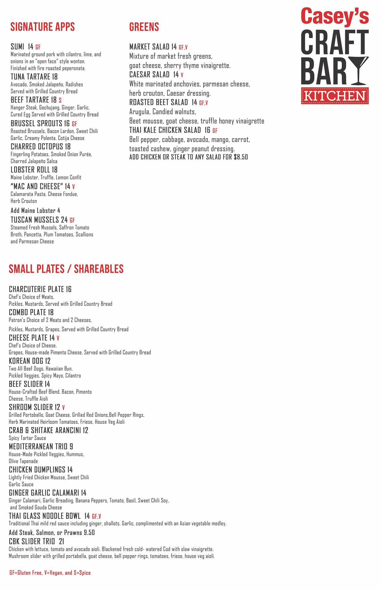 Menu at Craft Bar Kitchen Lutz, Lutz