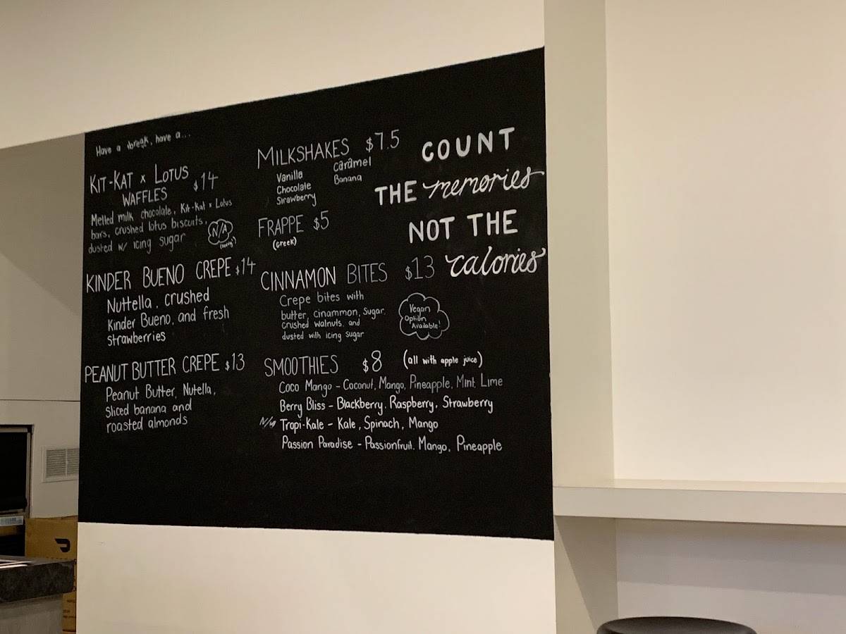 Menu at Crepe Bar, North Adelaide