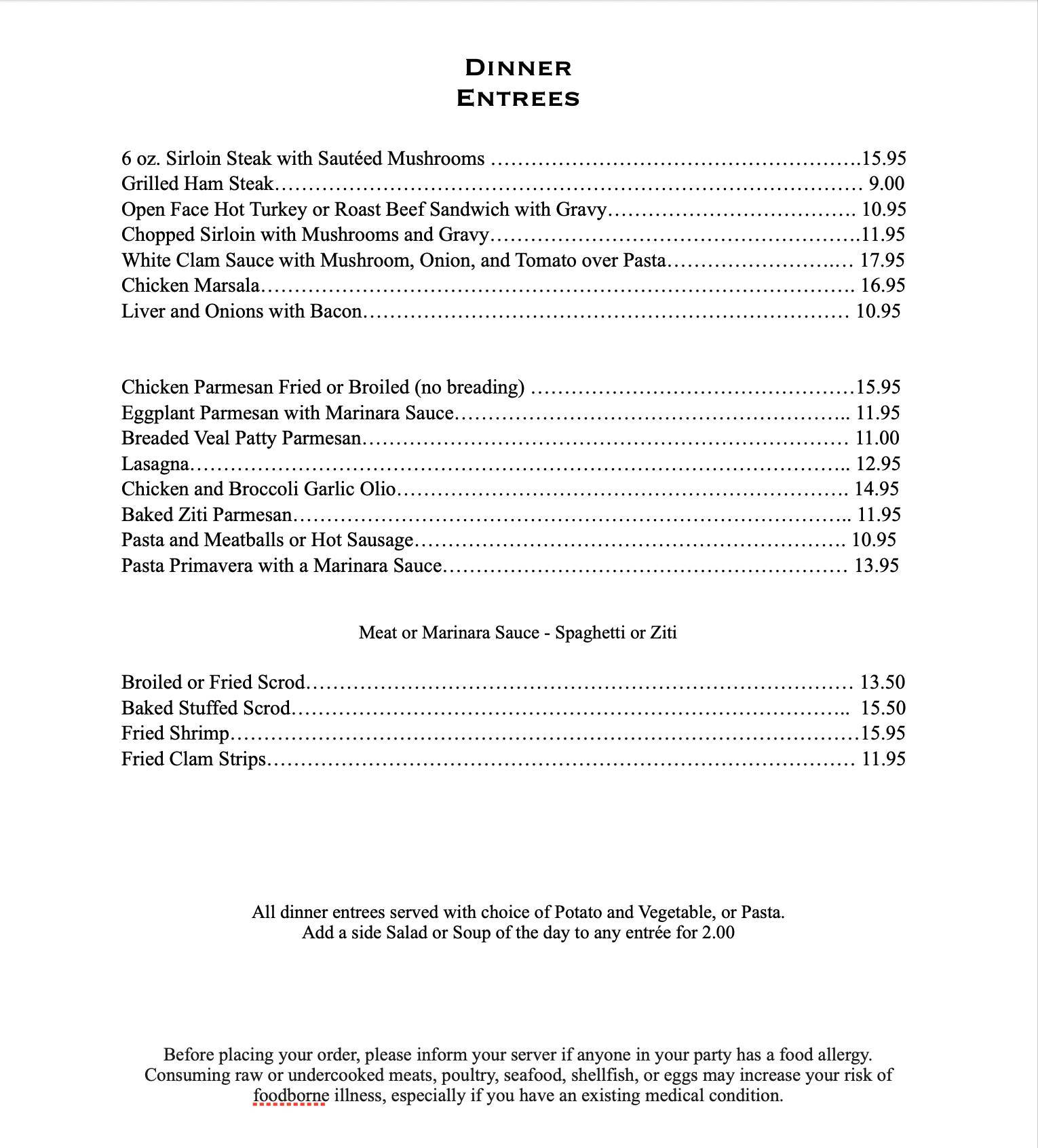 Menu at Dalton Restaurant, Dalton