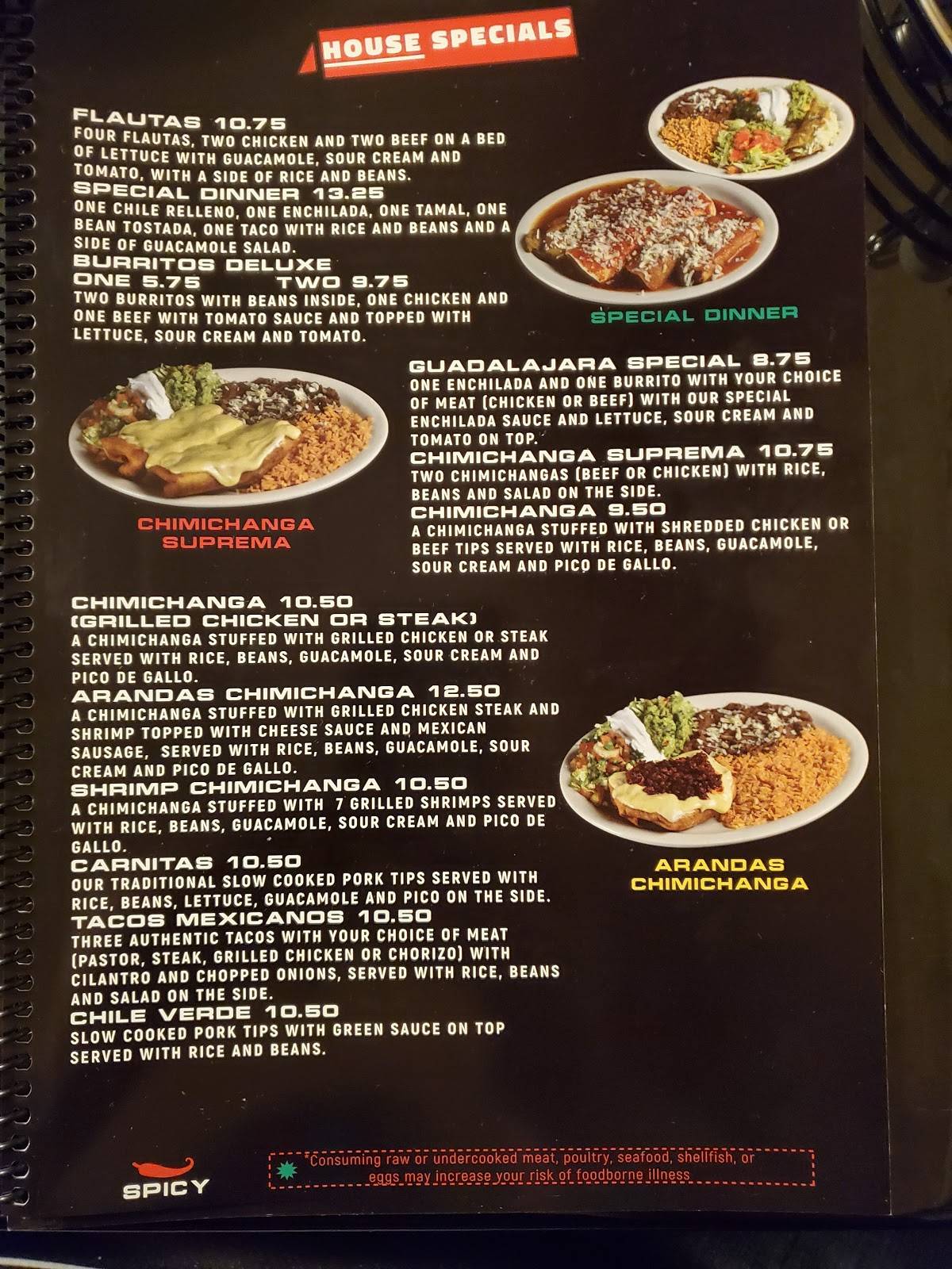 Menu at Arandas Mexican Grill restaurant, Delavan
