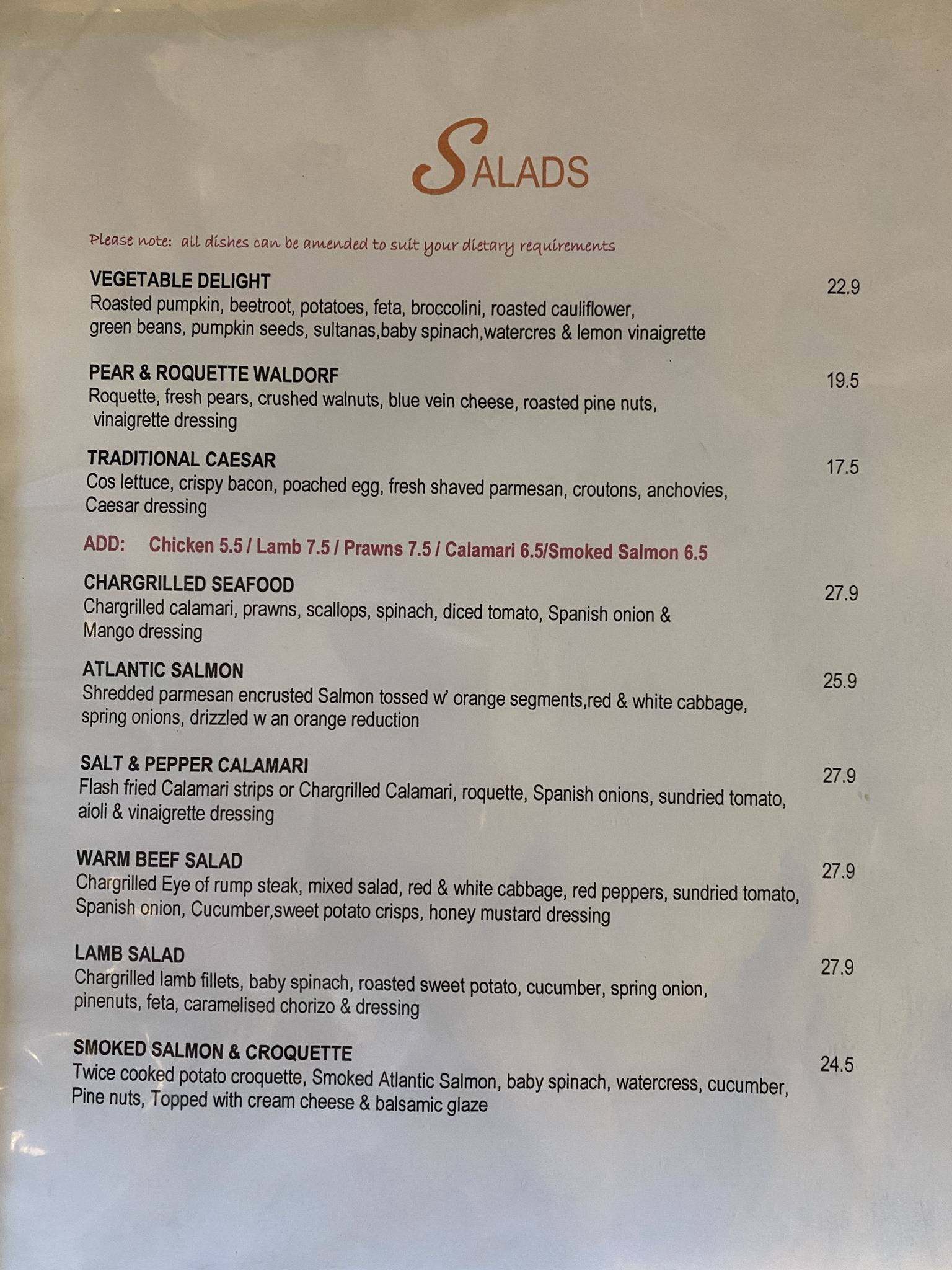 Menu at Phoenix and Co restaurant, Plenty