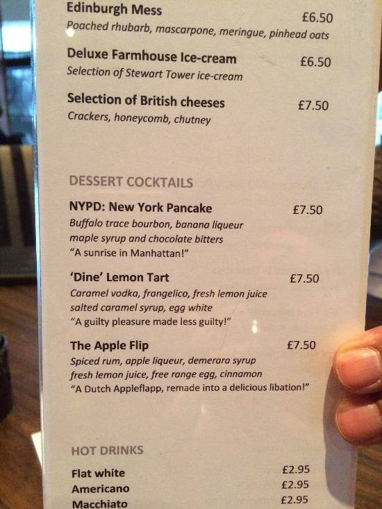 Menu at Dine Edinburgh pub & bar, Edinburgh