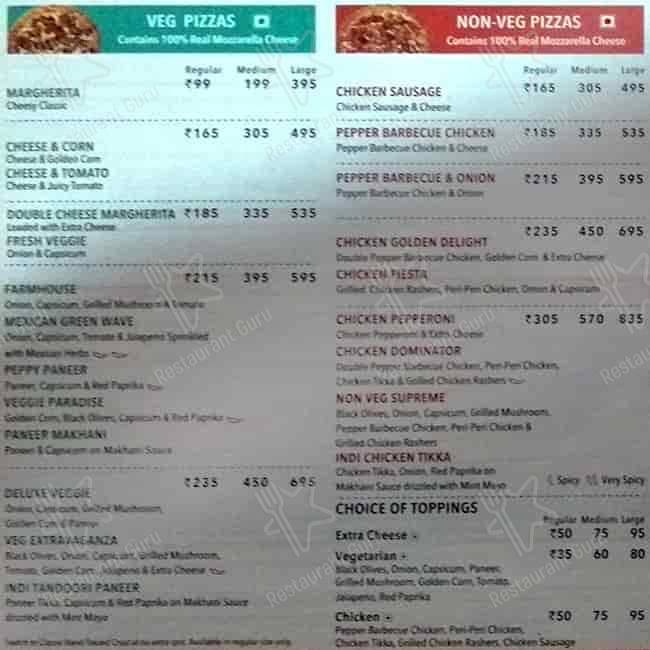 Menu at Domino's Pizza, Indore, B-106/1