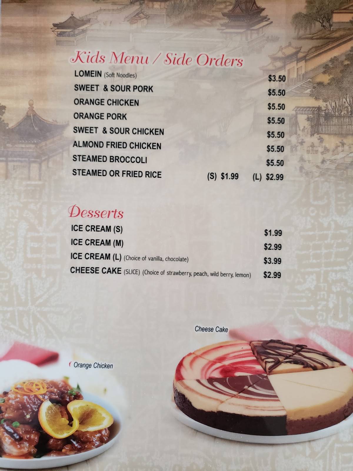 Menu at Dragon Village restaurant, Colville