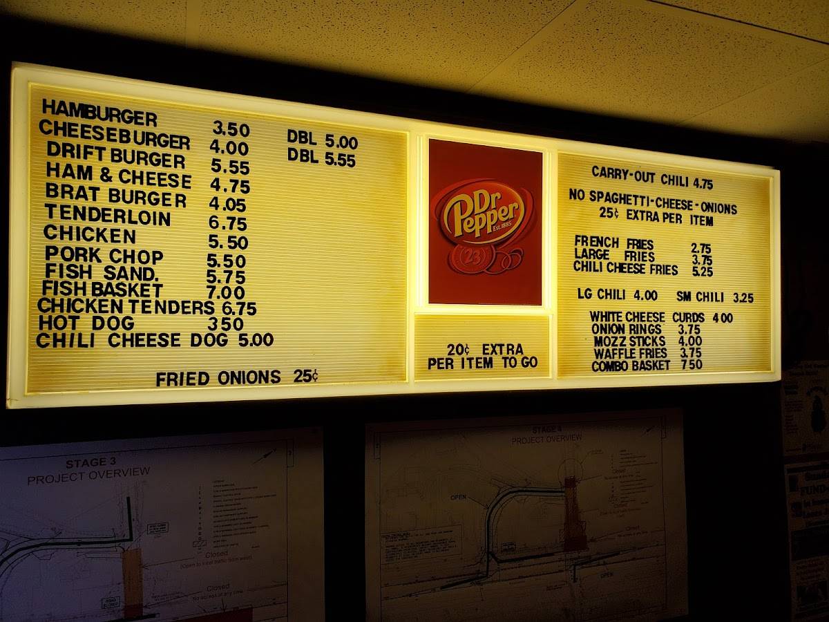 Menu at Drift Inn restaurant, De Pere
