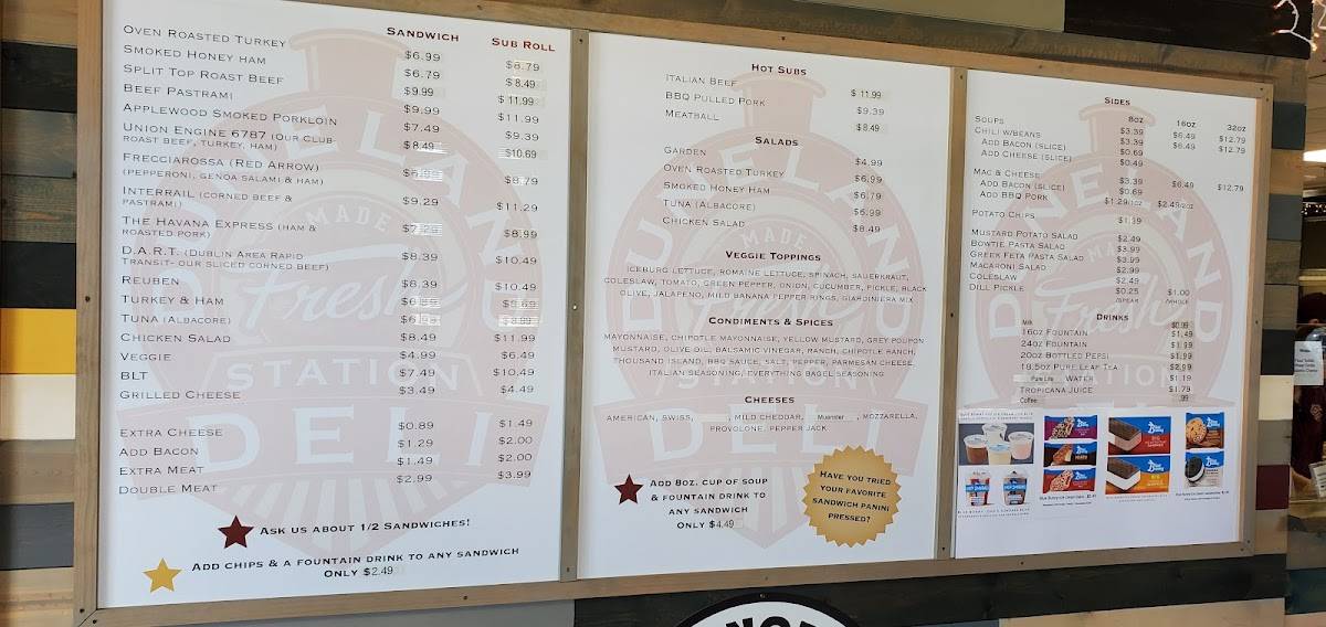 Menu at Duneland Station Deli restaurant, Chesterton