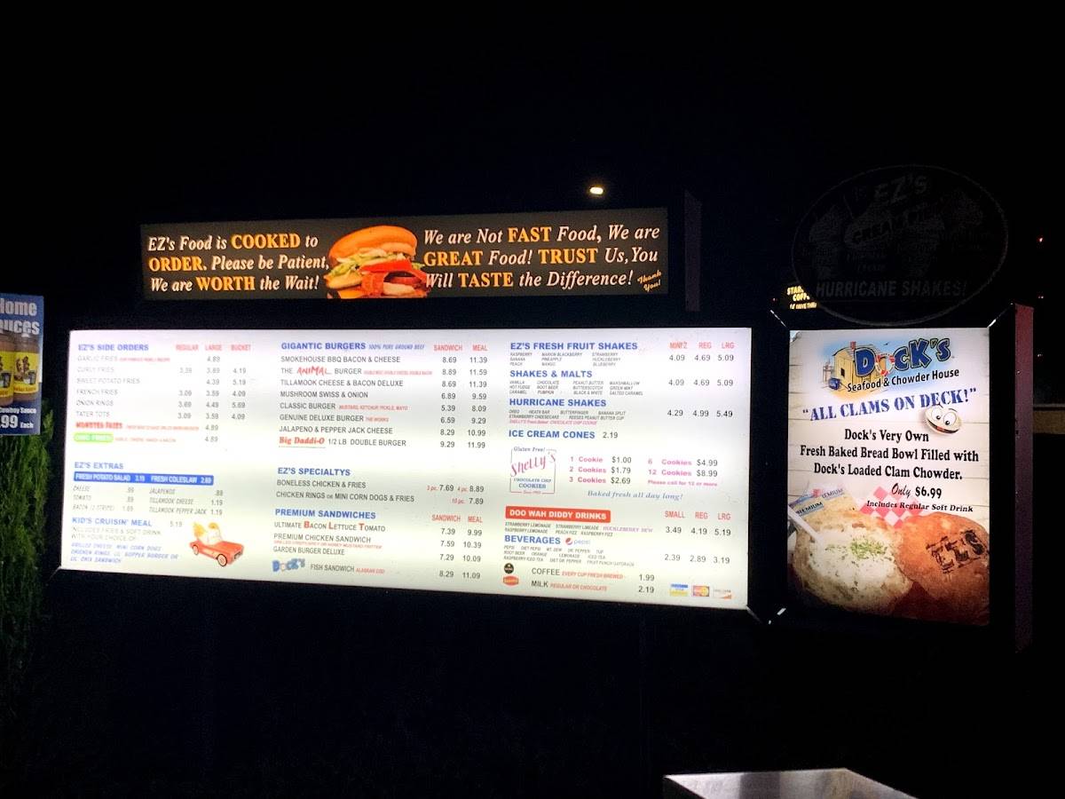 Menu at EZ's Burger Deluxe restaurant, Wenatchee