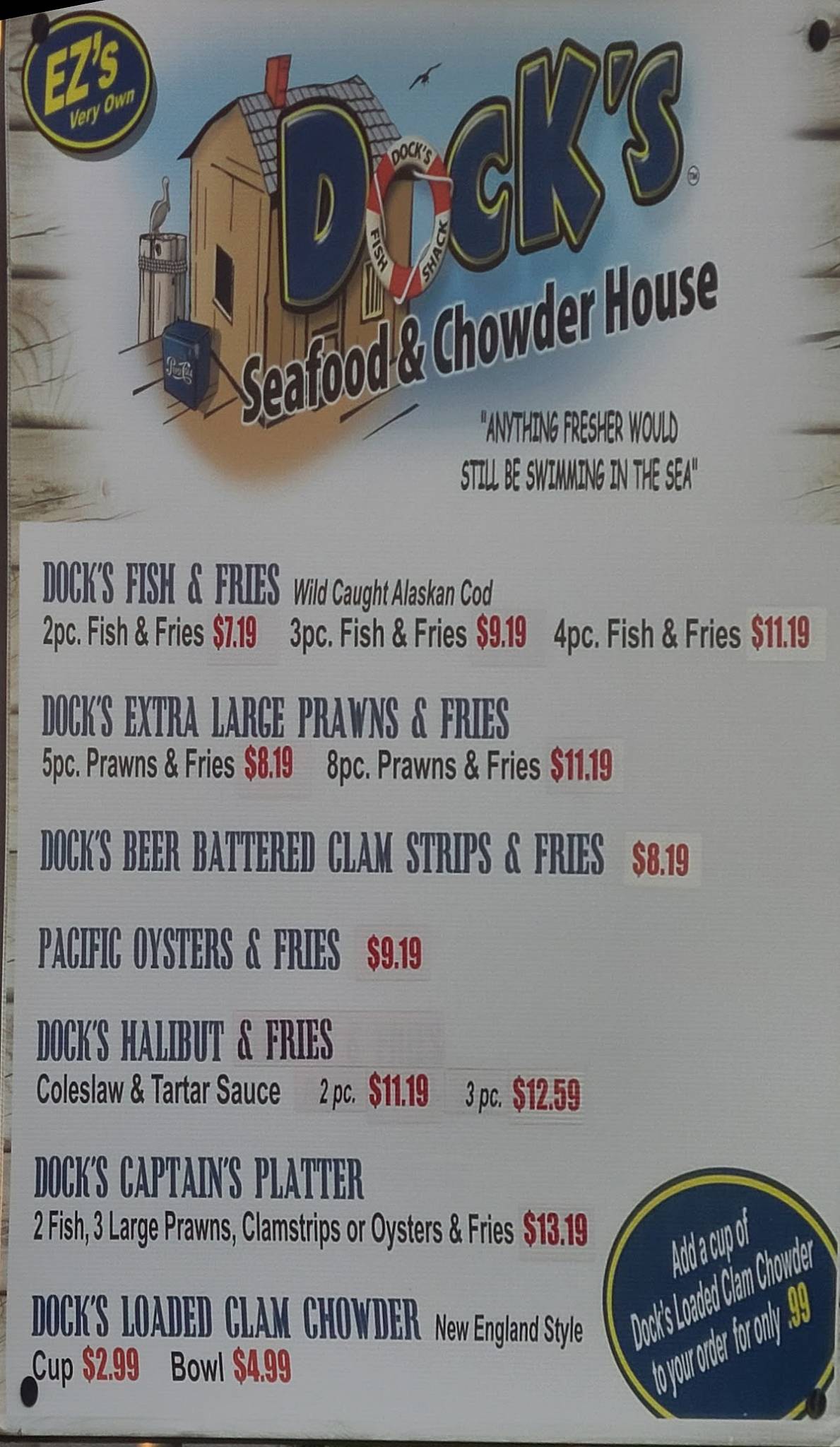 Menu at EZ's Burger Deluxe restaurant, Wenatchee