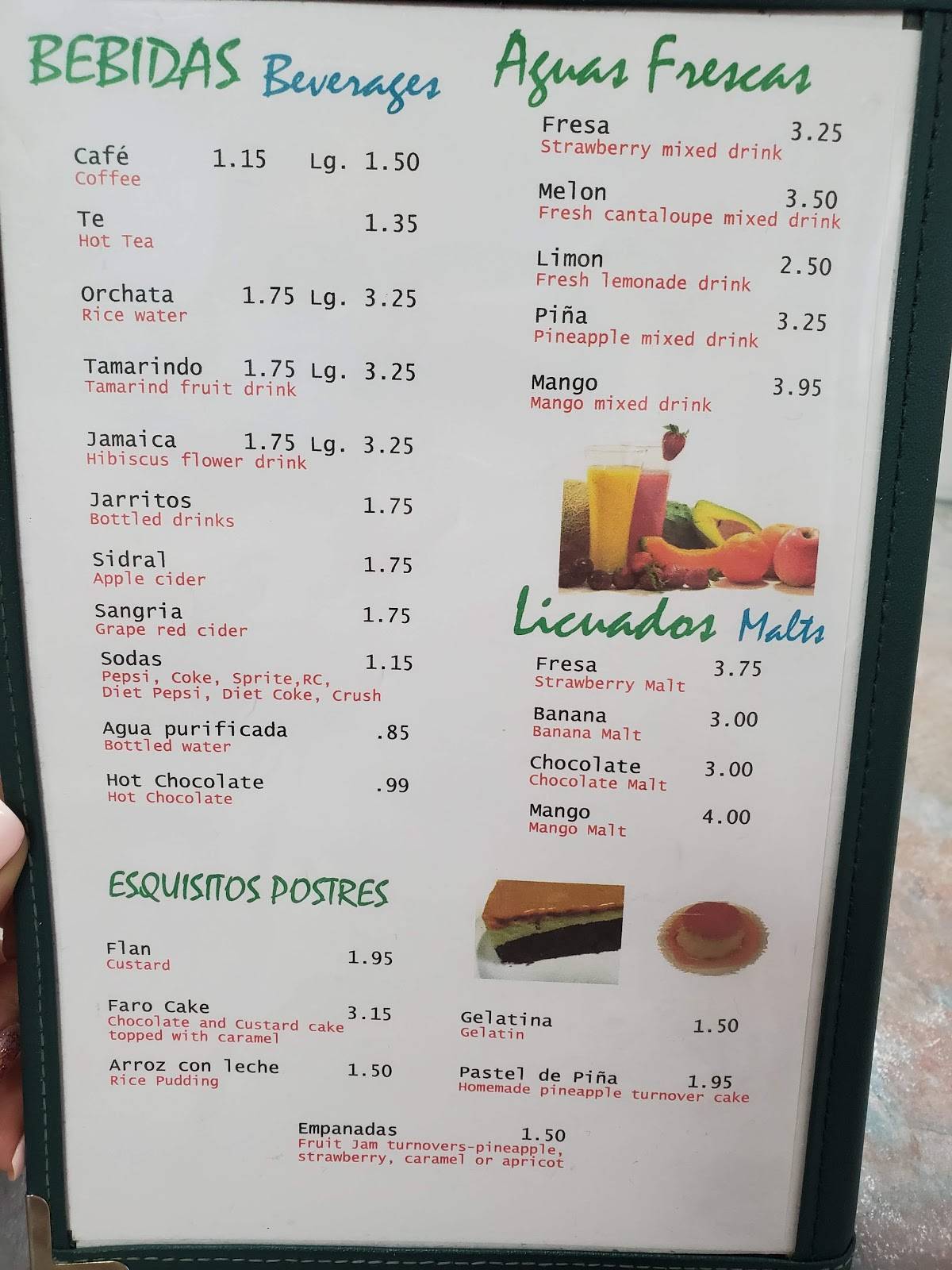 Menu at El Indio Cocina Mexicana restaurant, Chicago
