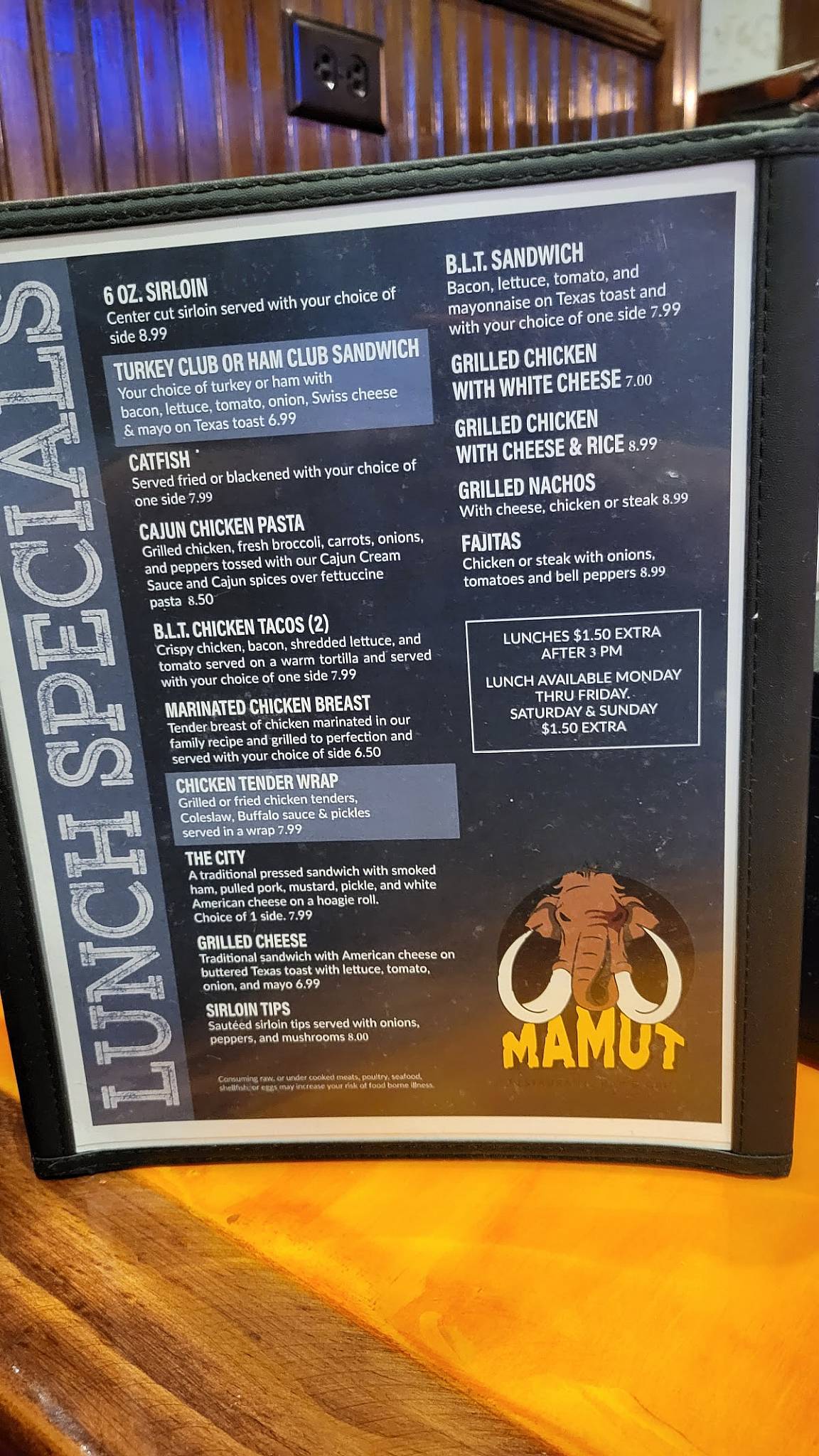 Menu at El Mamut restaurant, Richmond