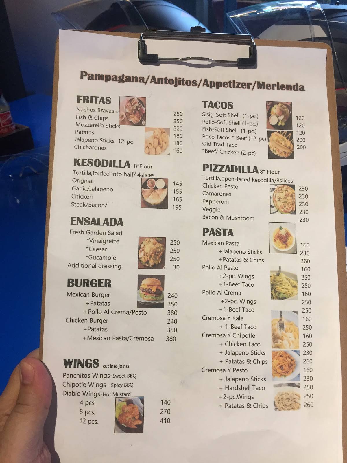 Menu at El Panchito's Fil-Mexicano Resto restaurant, Pagsanjan