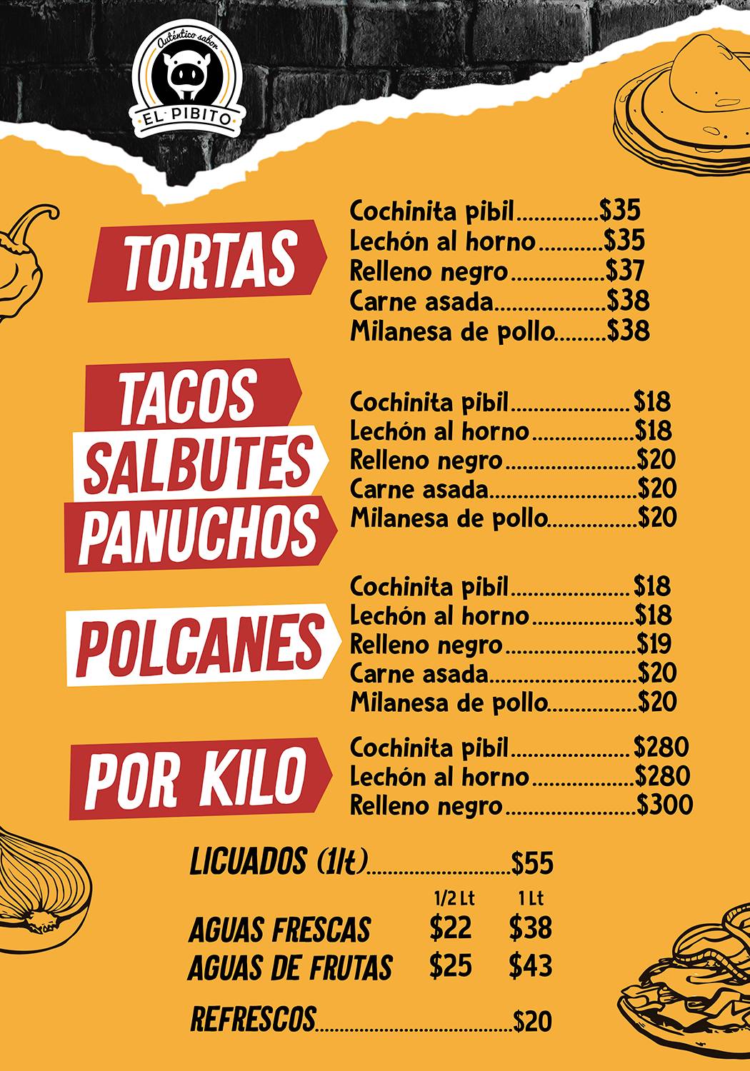 Menu at El Pibito sucursal Cobá restaurant, Cancún