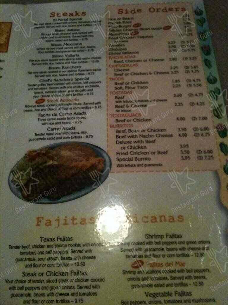Menu at El Portal restaurant, Reynoldsburg