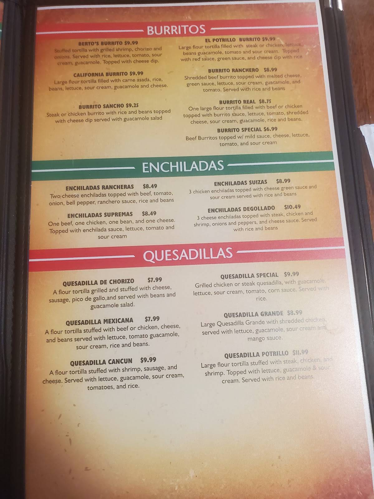 Menu at El Potrillo Mexican Restaurant, Tiptonville, 202 Carl Perkins Pkwy