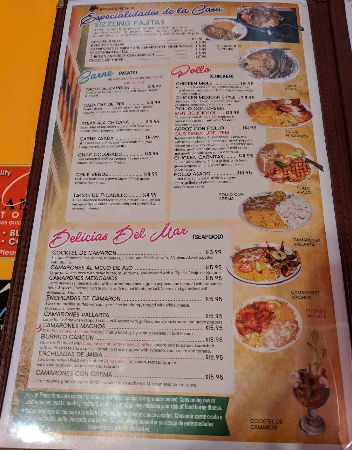 Menu at El Ranchito Family Mexican Restaurant, Lynden