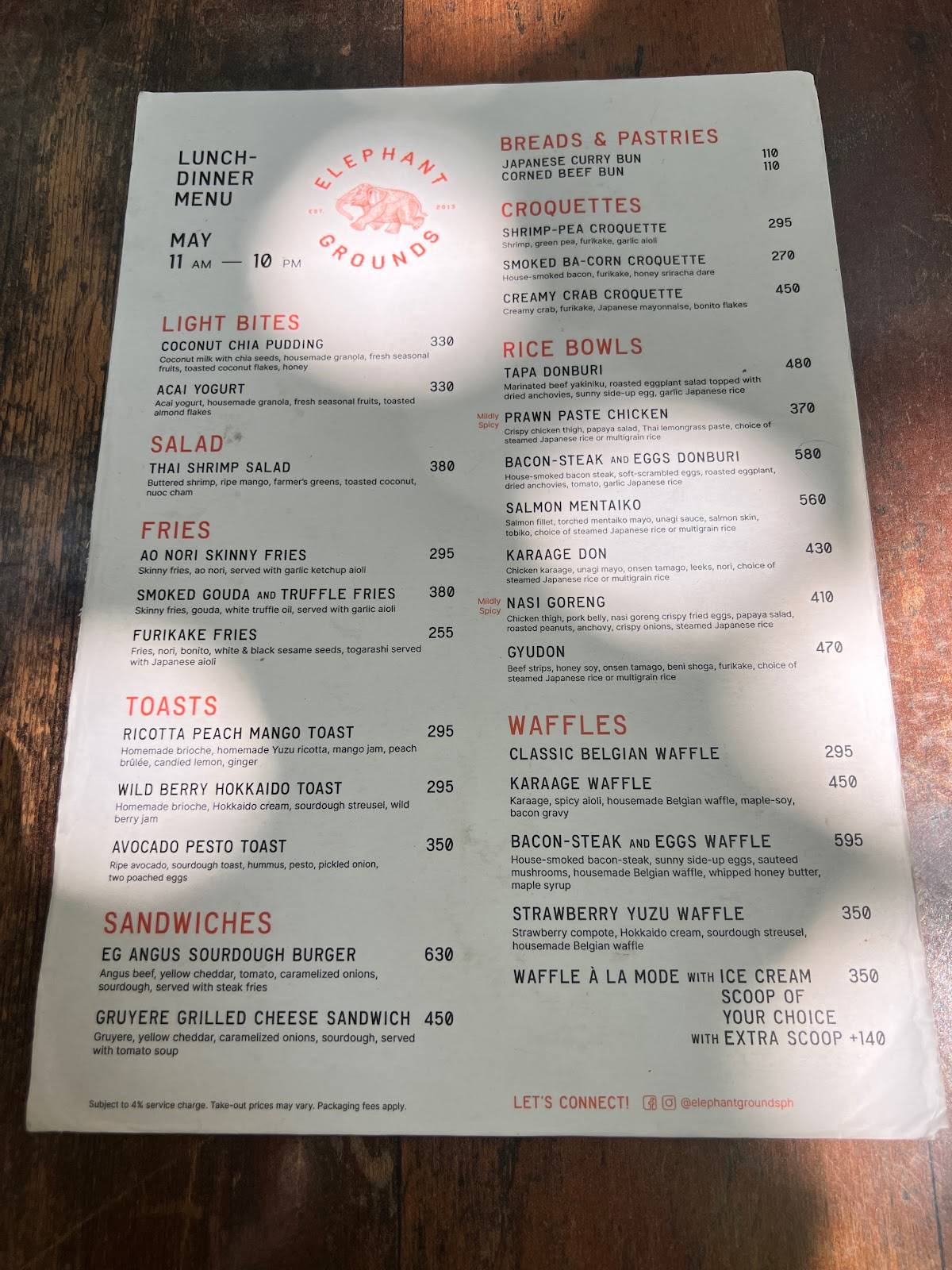 Menu at Elephant Grounds Manila - BGC cafe, Taguig