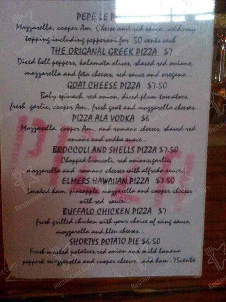 Menu at Elmer Sudds pub & bar, Wilkes-Barre Township