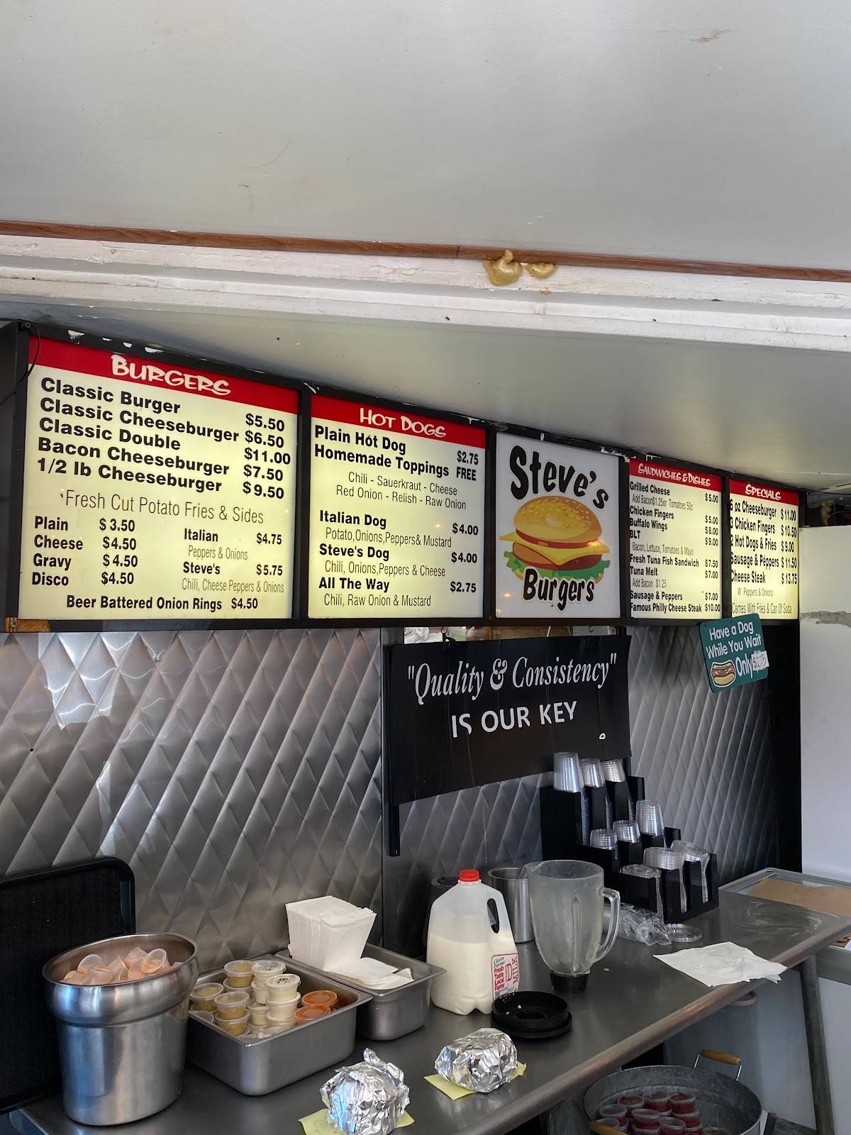 Menu at Steve's Burgers restaurant, Garfield, 506 US-46