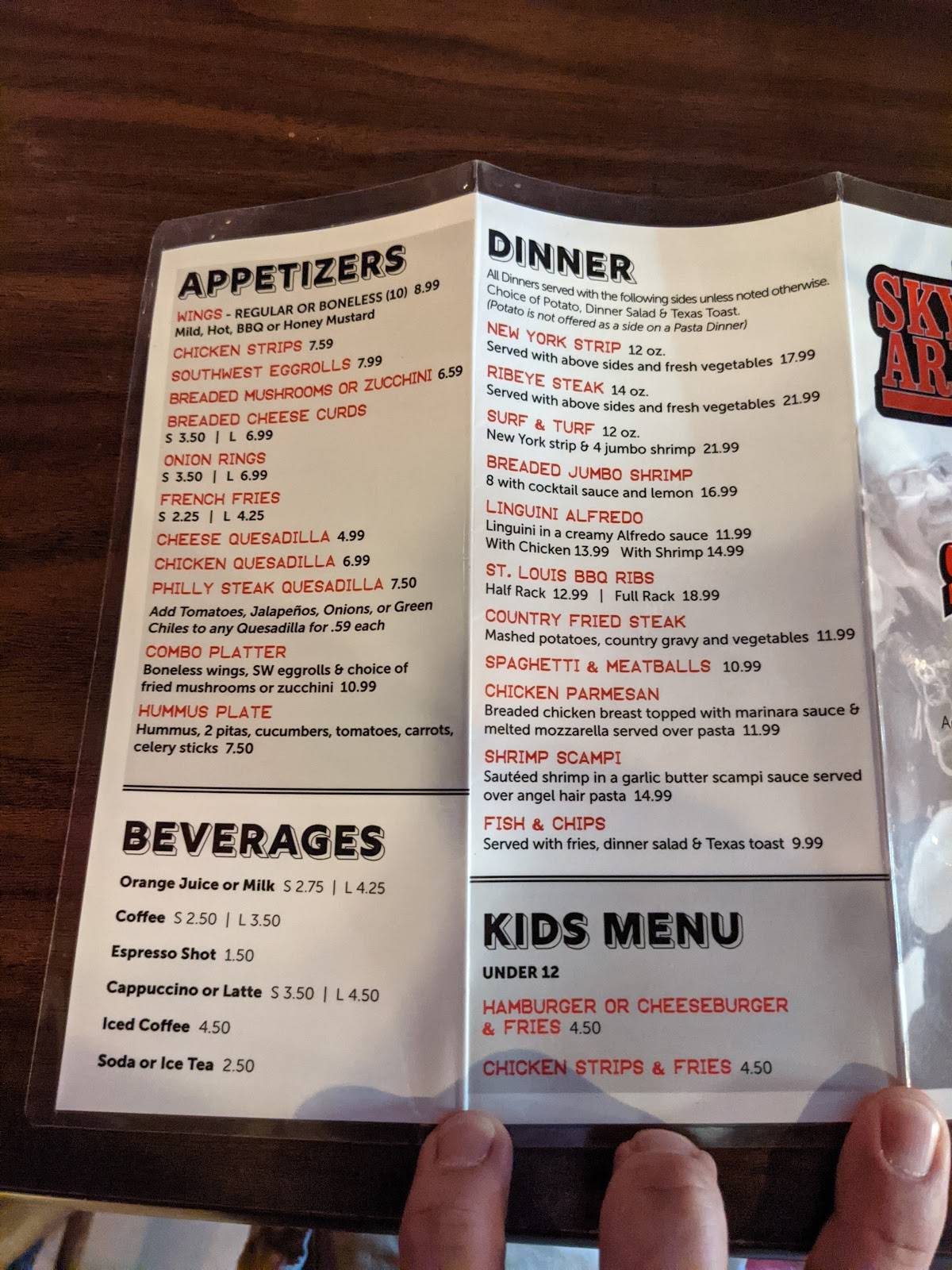Menu at Bent Prop Saloon & Cookery pub & bar, Eloy