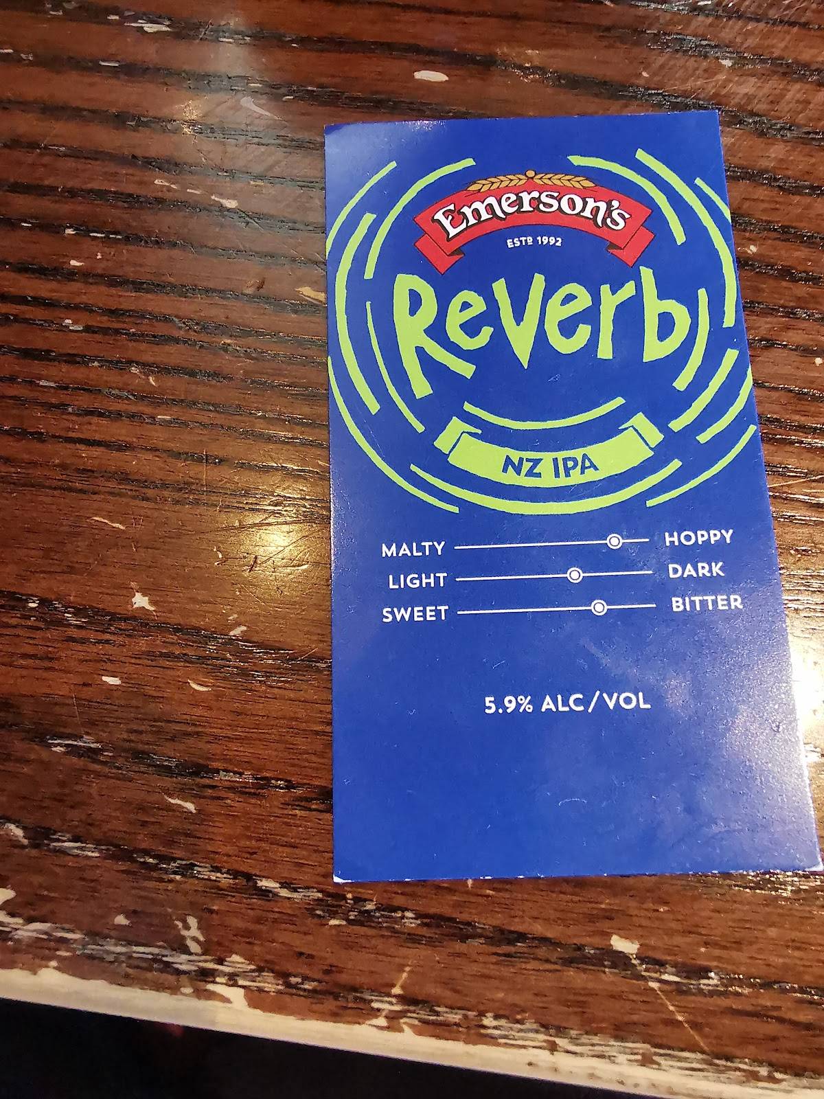 Menu at Emerson's Brewery pub & bar, Dunedin