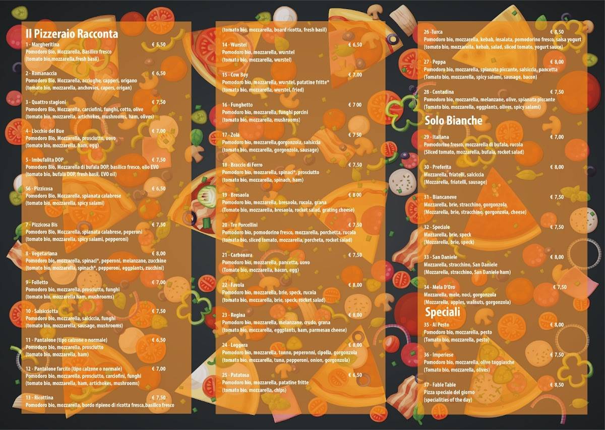 Menu at Fable Table restaurant, Fontanafredda