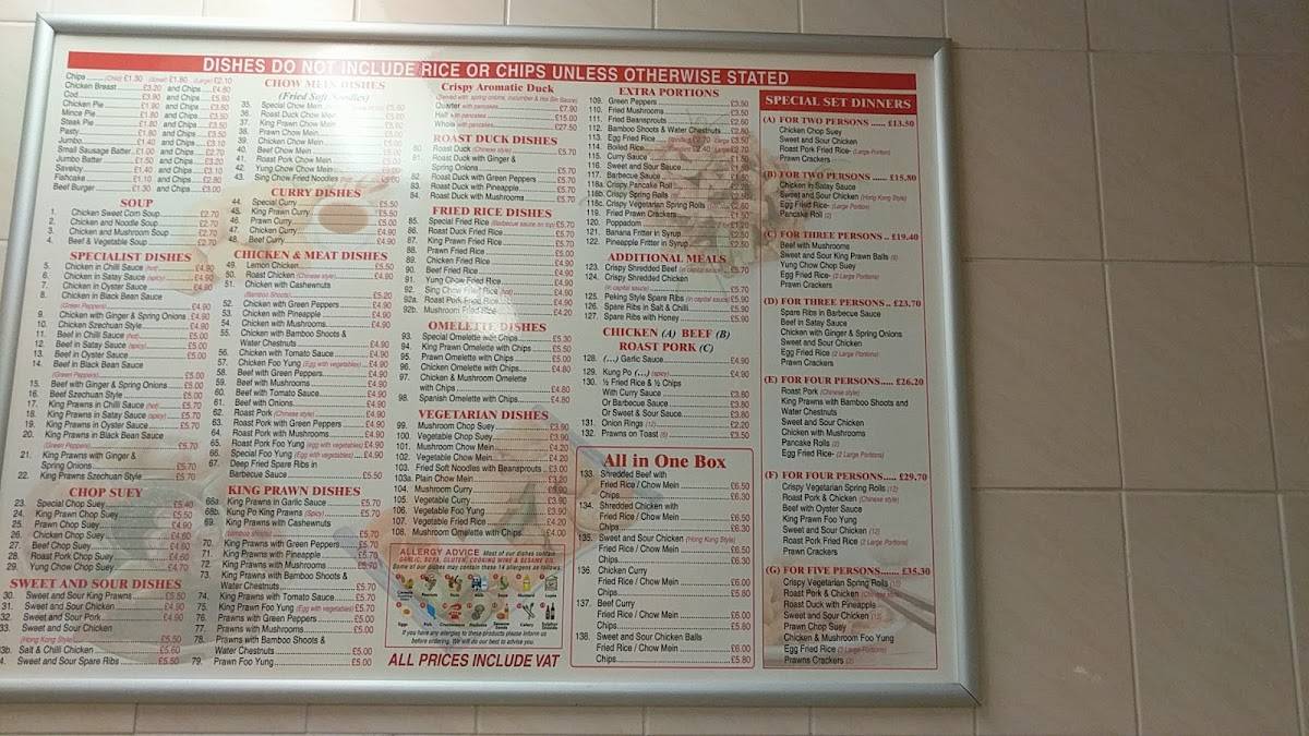 Menu at Golden Star restaurant, Barry, 17 Fontygary Rd