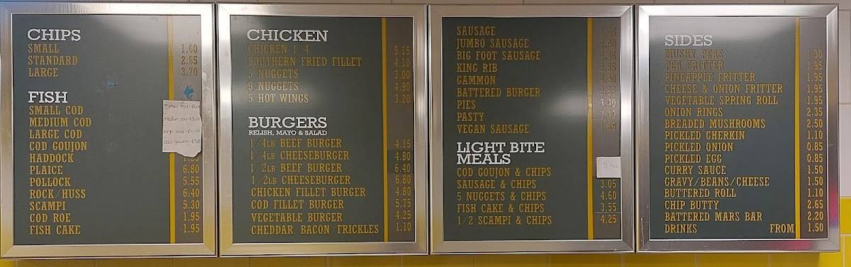 Menu at The Lemon Plaice fast food, Axminster