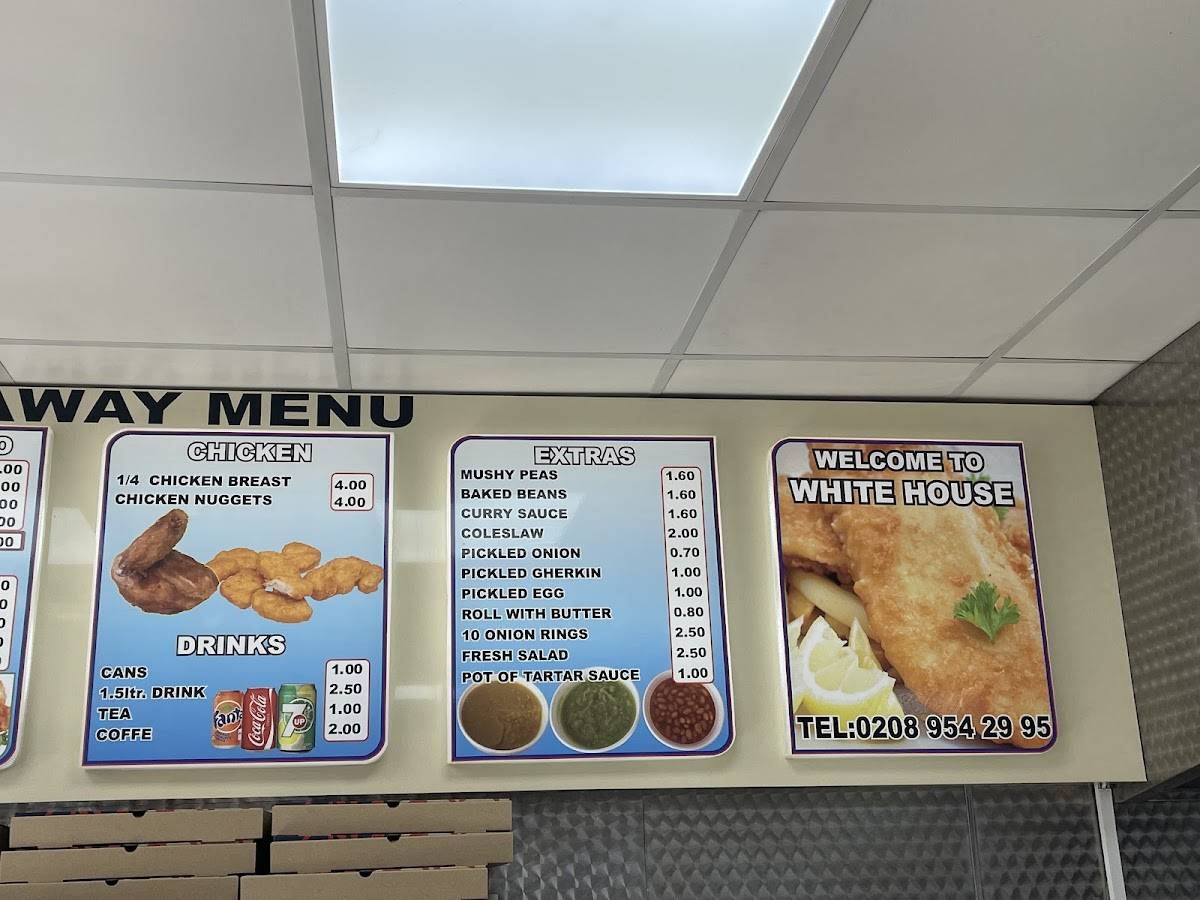Menu at White House fast food, Stanmore, 26 The Broadway