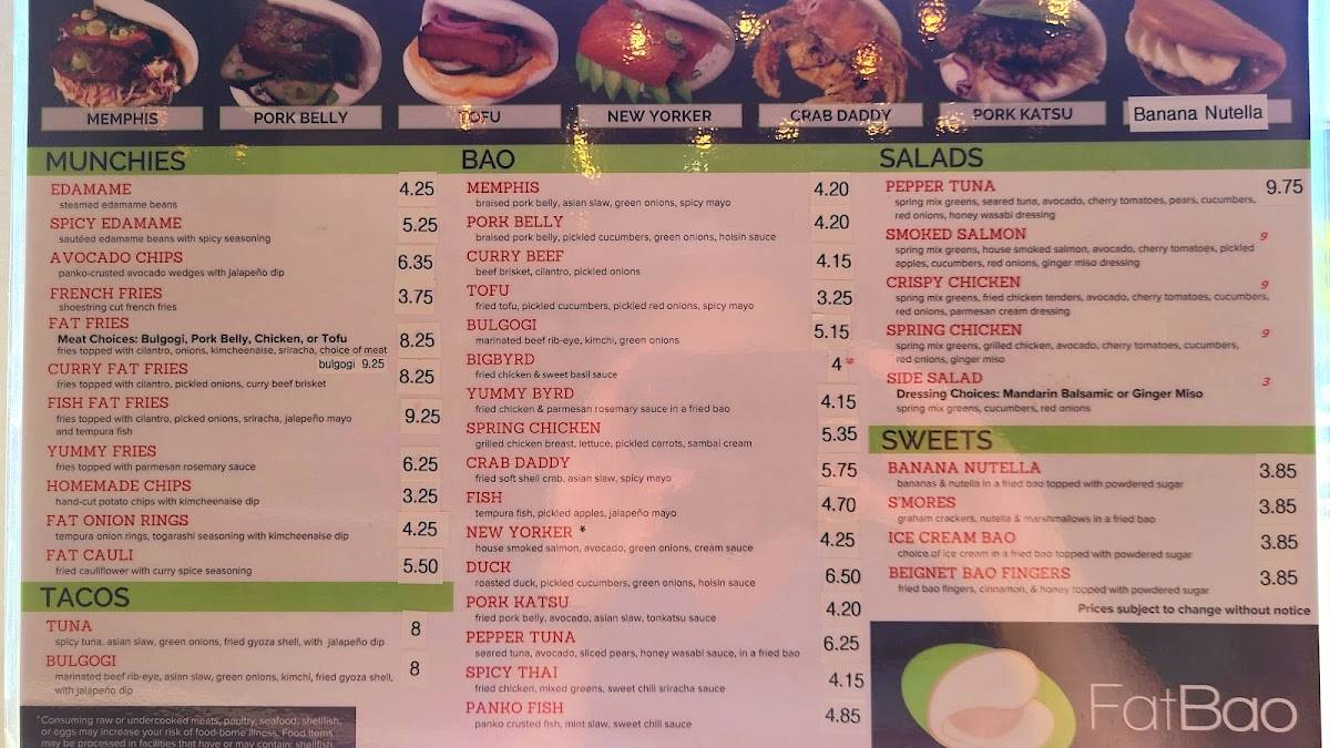 Menu at Fat Bao restaurant, Houston, Kirby Dr