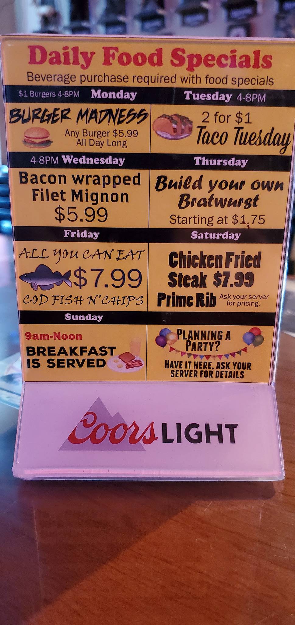 Menu at Fat Moose Bar & Grill, Woodland