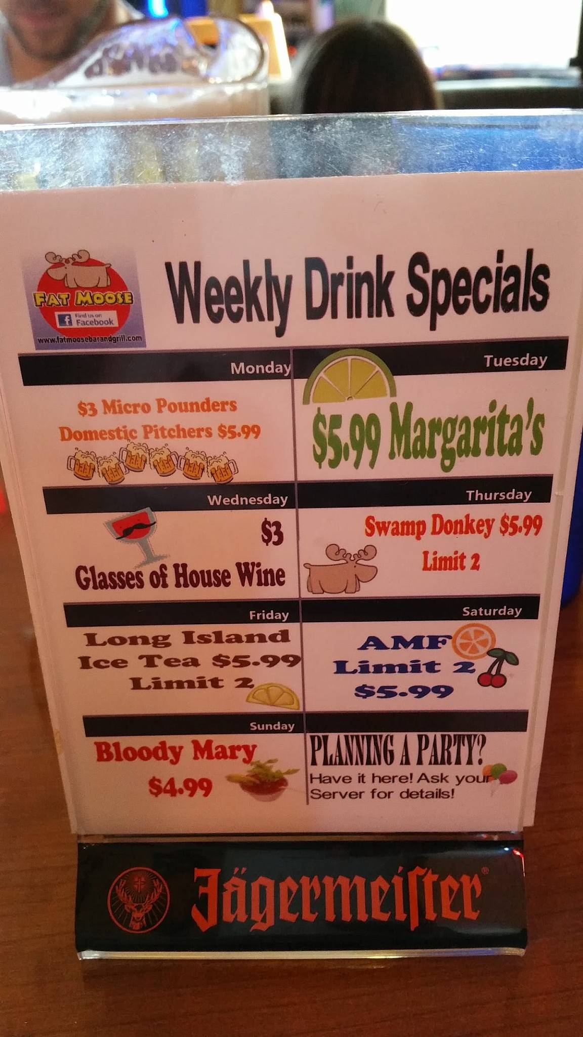 Menu at Fat Moose Bar & Grill, Woodland