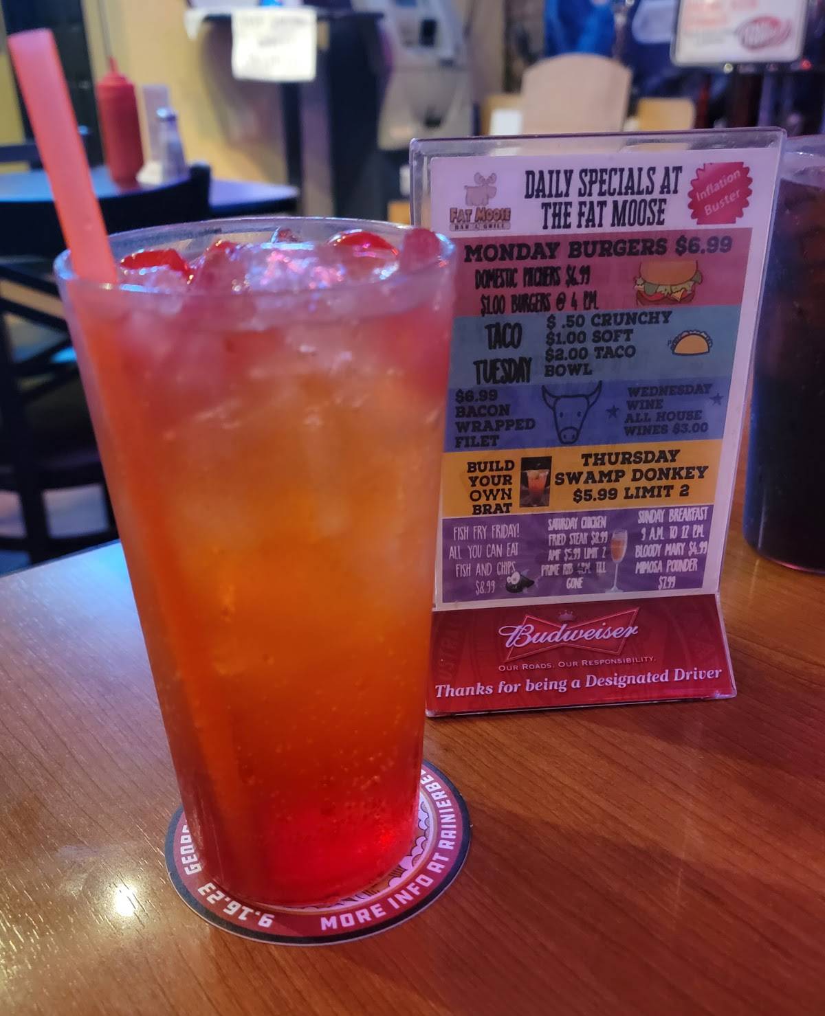 Menu at Fat Moose Bar & Grill, Woodland