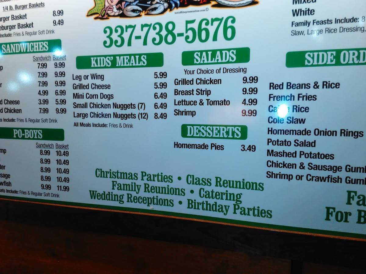 Menu at Fausto's Family Restaurant, Kinder, US-165