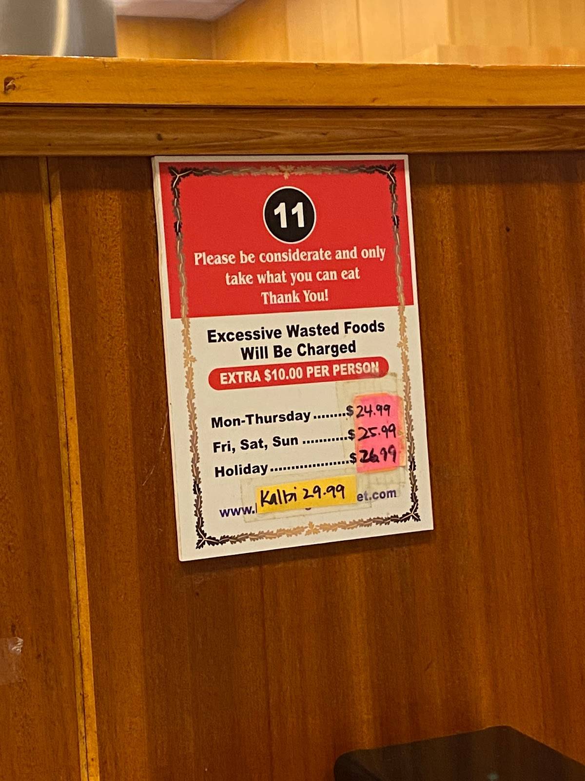 Menu at Kum Kang San BBQ Grill Buffet, Federal Way