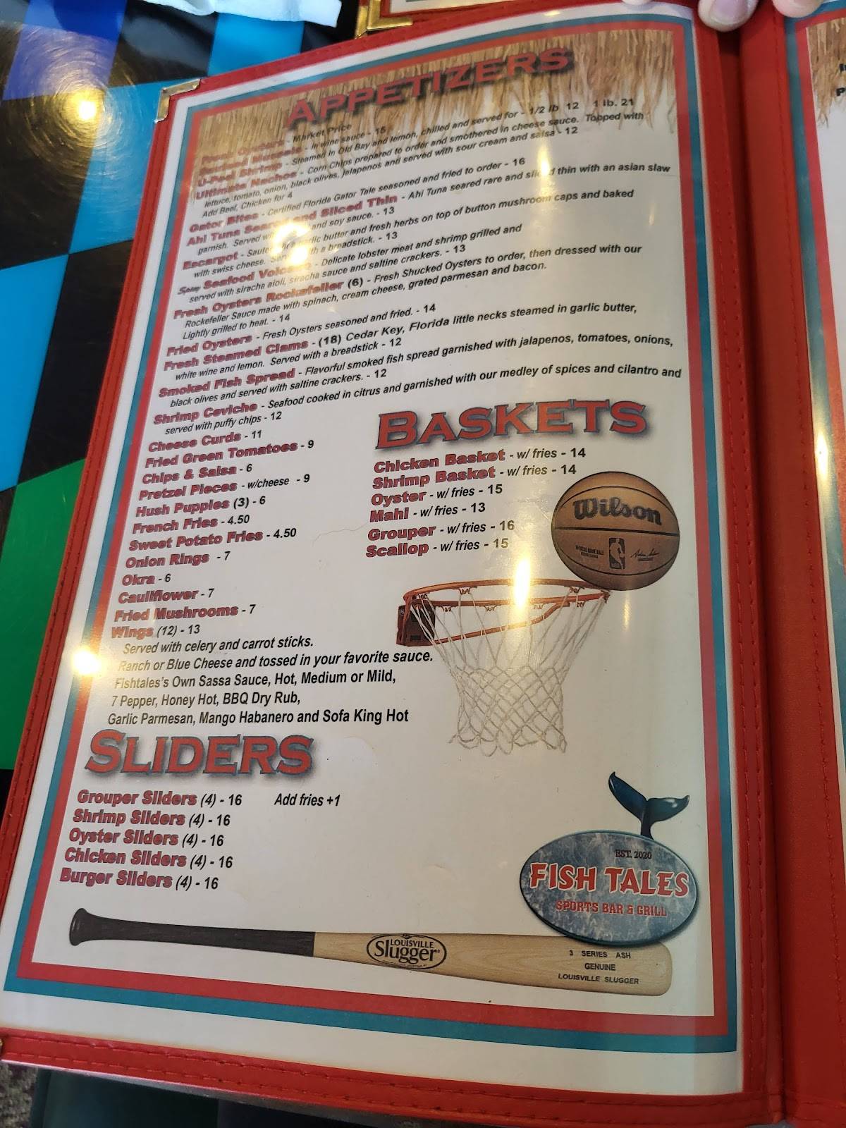 Menu at Fish Tales Restaurant and Bar, Homosassa
