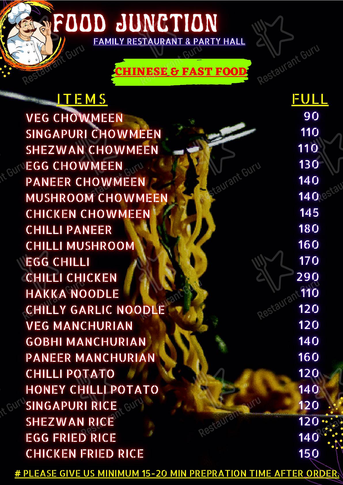 Menu at Food Junction, Gwalior