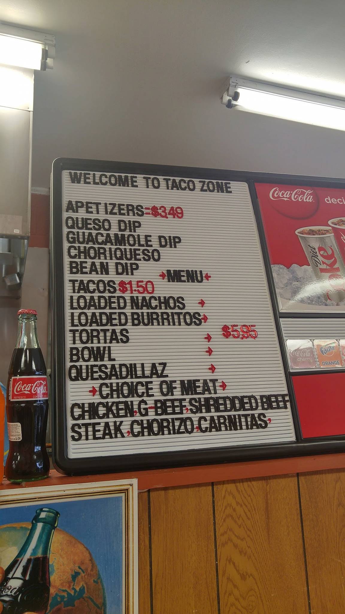 Menu at Taco Zone restaurant, Fort Wayne