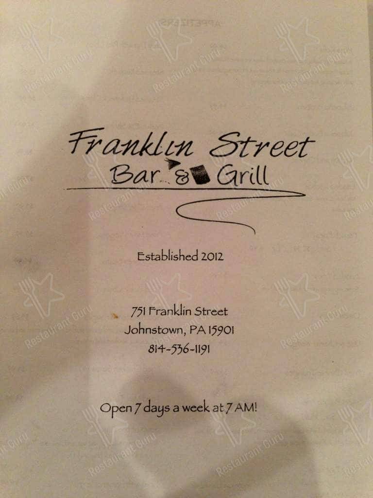 Menu at Franklin Street Bar & Grill, Johnstown