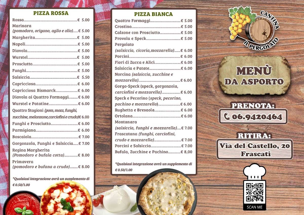 Menu da Cantina Il Pergolato ristorante, Frascati