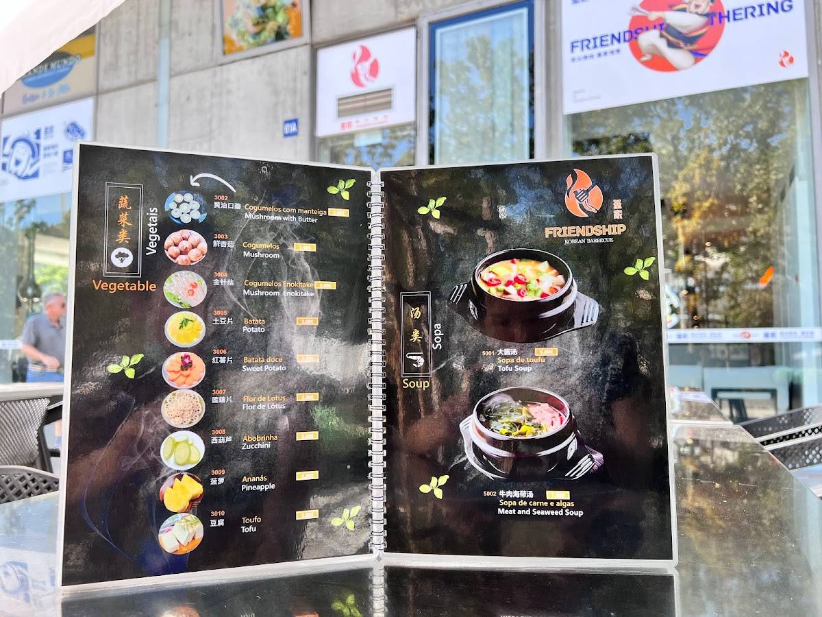 Menu at Friendship Korean BBQ, Lisbon
