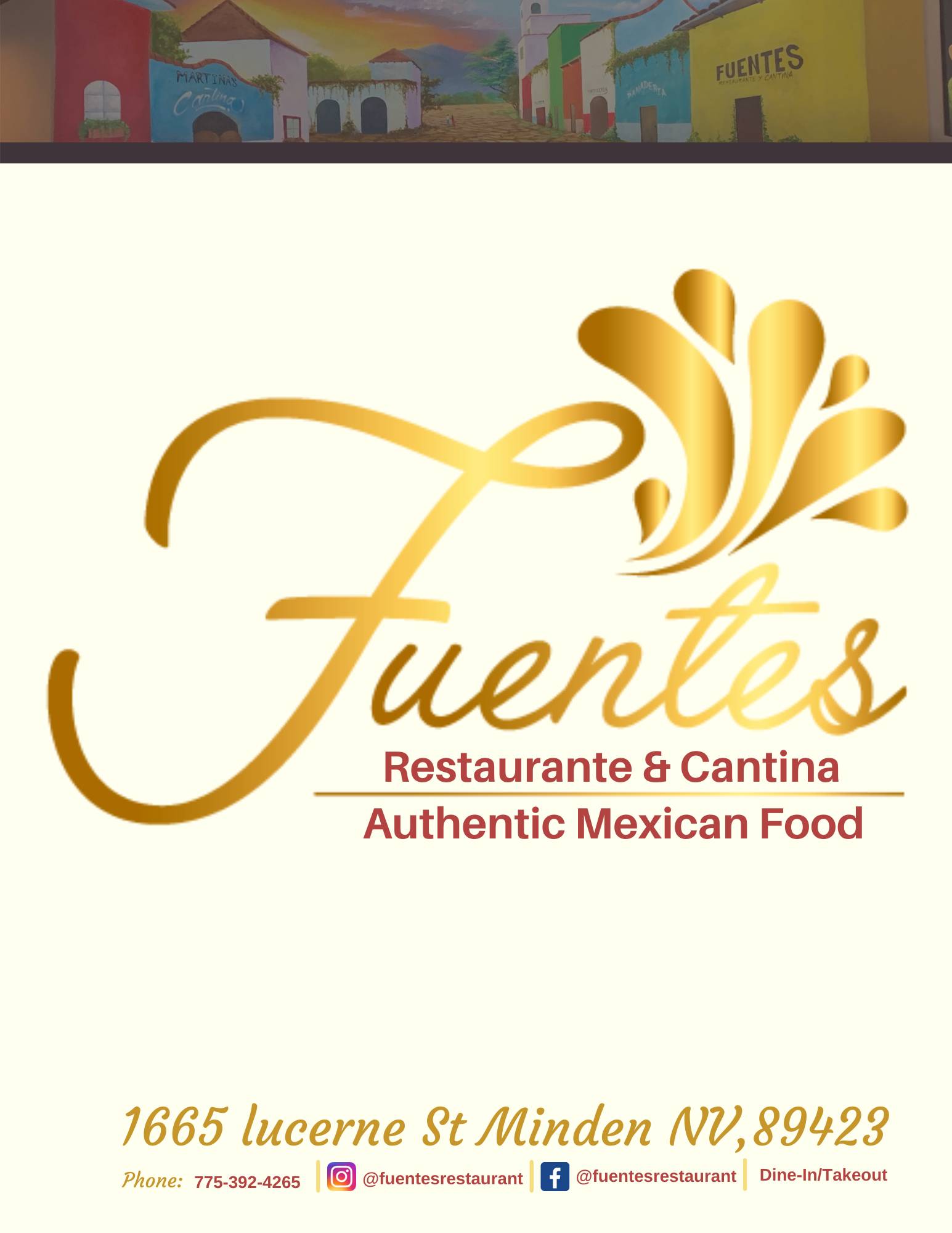 Menu at Fuentes Restaurant & Cantina, Minden
