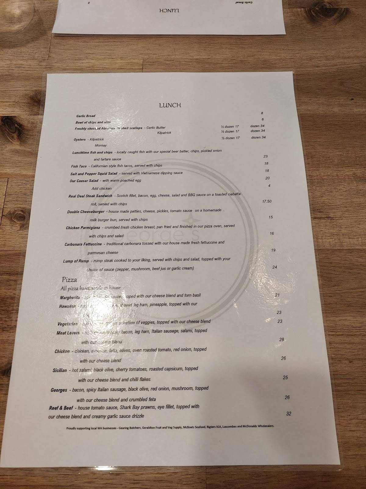 Menu at GMI Tarcoola Tavern pub & bar, Mount Tarcoola