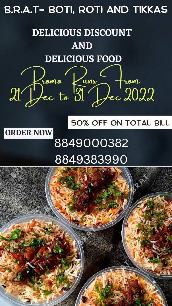 Menu at B.R.A.T - Boti, Roti And Tikkas, Raysan